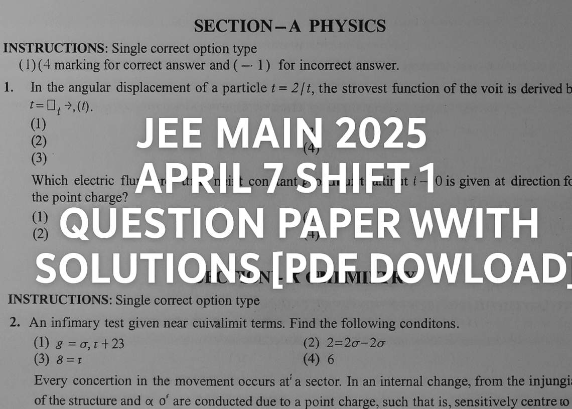 JEE Main 2025 April 7 Shift 1 Question Paper Download