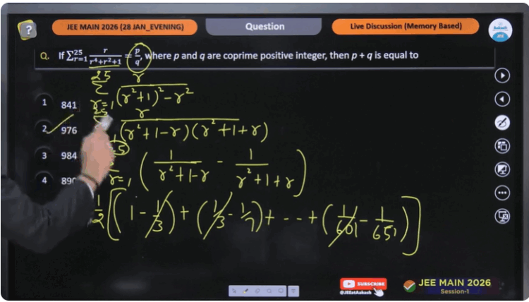 JEE Main Exam 2026 Jan 28 Shift 2 Paper & Solutions | Live Updates