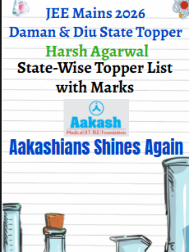 JEE Main 2026 Daman & Diu State Topper | Harsh Agarwal – Aakash ...